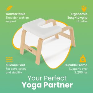 FeetUp - The Original Yoga Headstand Bench, Vegan Handstand Trainer Bench and Stand, Strength Training Inversion Equipment for Relaxation & Strength, Includes App & Starter Kit, Classic, White