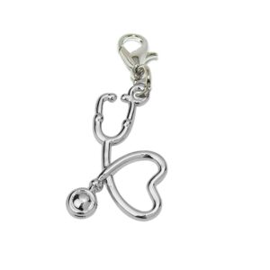 sexy sparkles nurse thermometer and stethoscope charm clip on for bracelet charm pendant for european charm jewelry with lobster clasp (choose from menu) (stethoscope clip on)