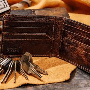 House of Jack Co. Bottle Opener Bifold Money Clip Wallet | Front Pocket Wallet | Novelty Bifold with Money Clip | Full Grain Leather