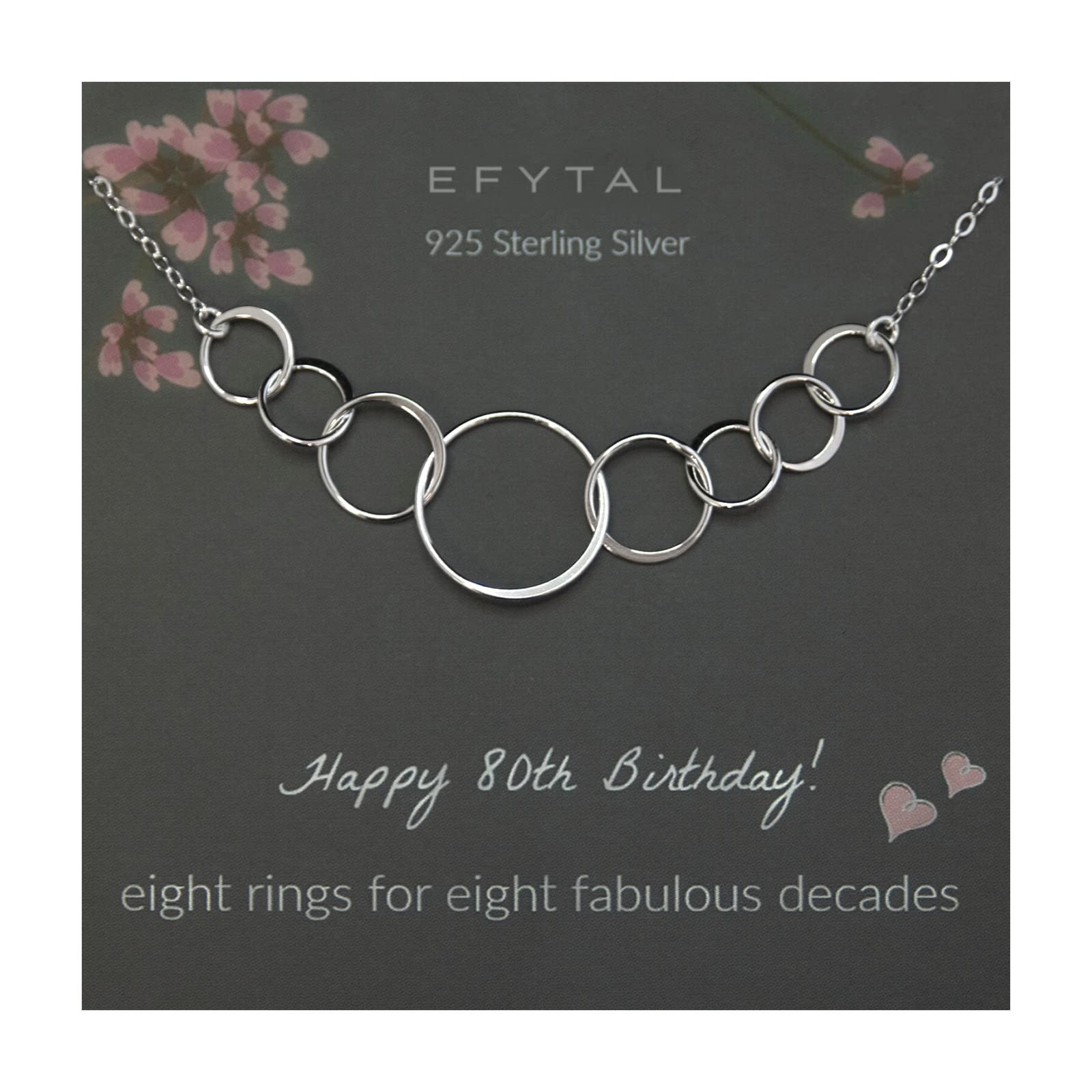 EFYTAL 80th Birthday Gifts for Women, Sterling Silver Eight Circle Necklace for Her, 80 Year Old Birthday Gifts for Women, 80th Birthday Decorations for Women, 80th Party, 80th Presents