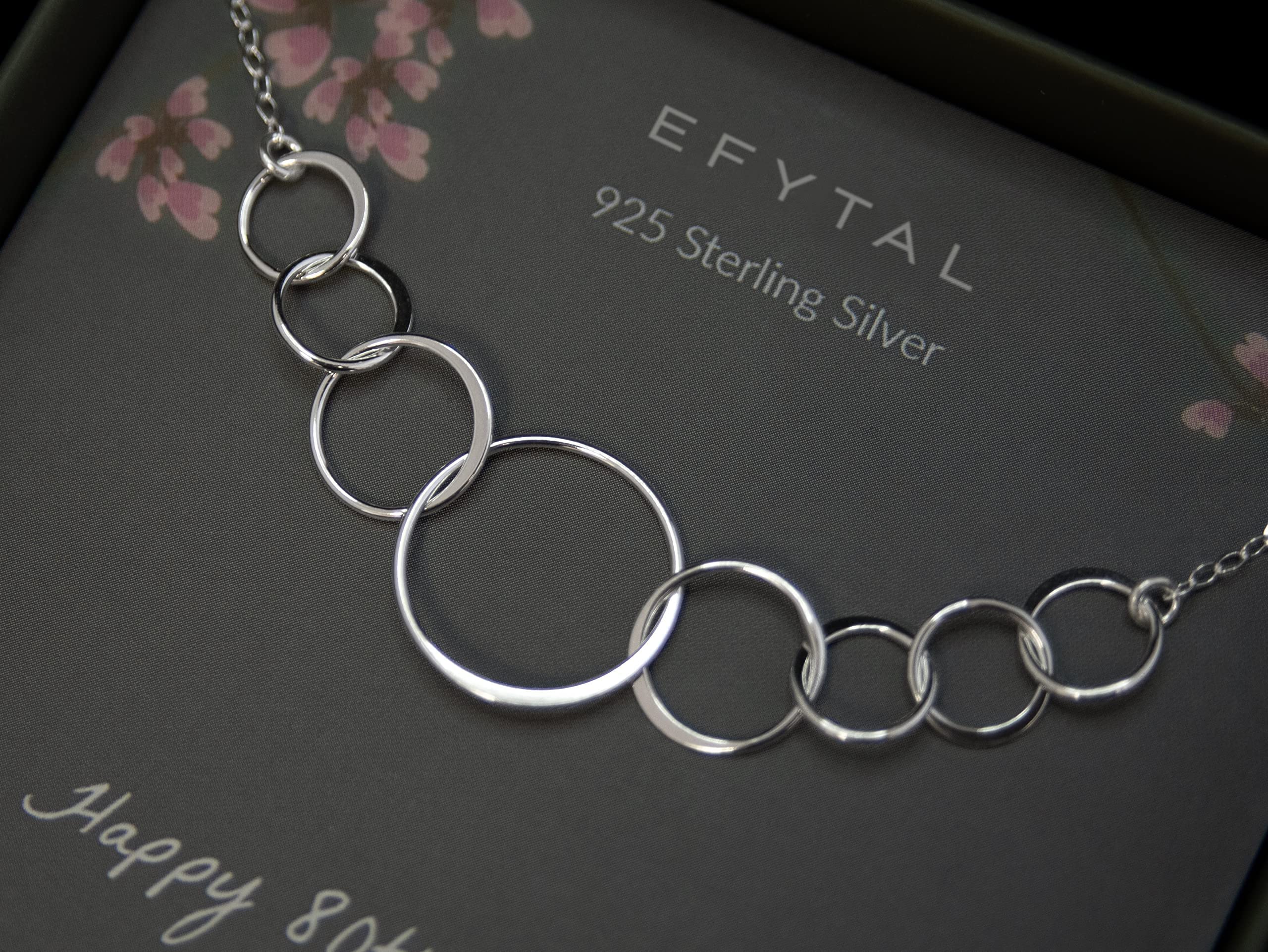 EFYTAL 80th Birthday Gifts for Women, Sterling Silver Eight Circle Necklace for Her, 80 Year Old Birthday Gifts for Women, 80th Birthday Decorations for Women, 80th Party, 80th Presents