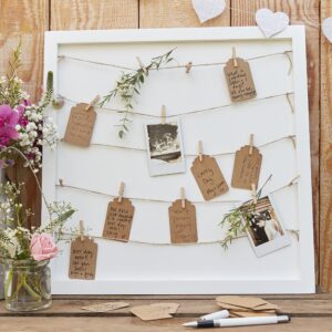 ginger ray alternative wedding guestbook peg & string tag frame rusric country