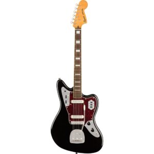 squier classic vibe 70s jaguar electric guitar, with 2-year warranty, black, laurel fingerboard