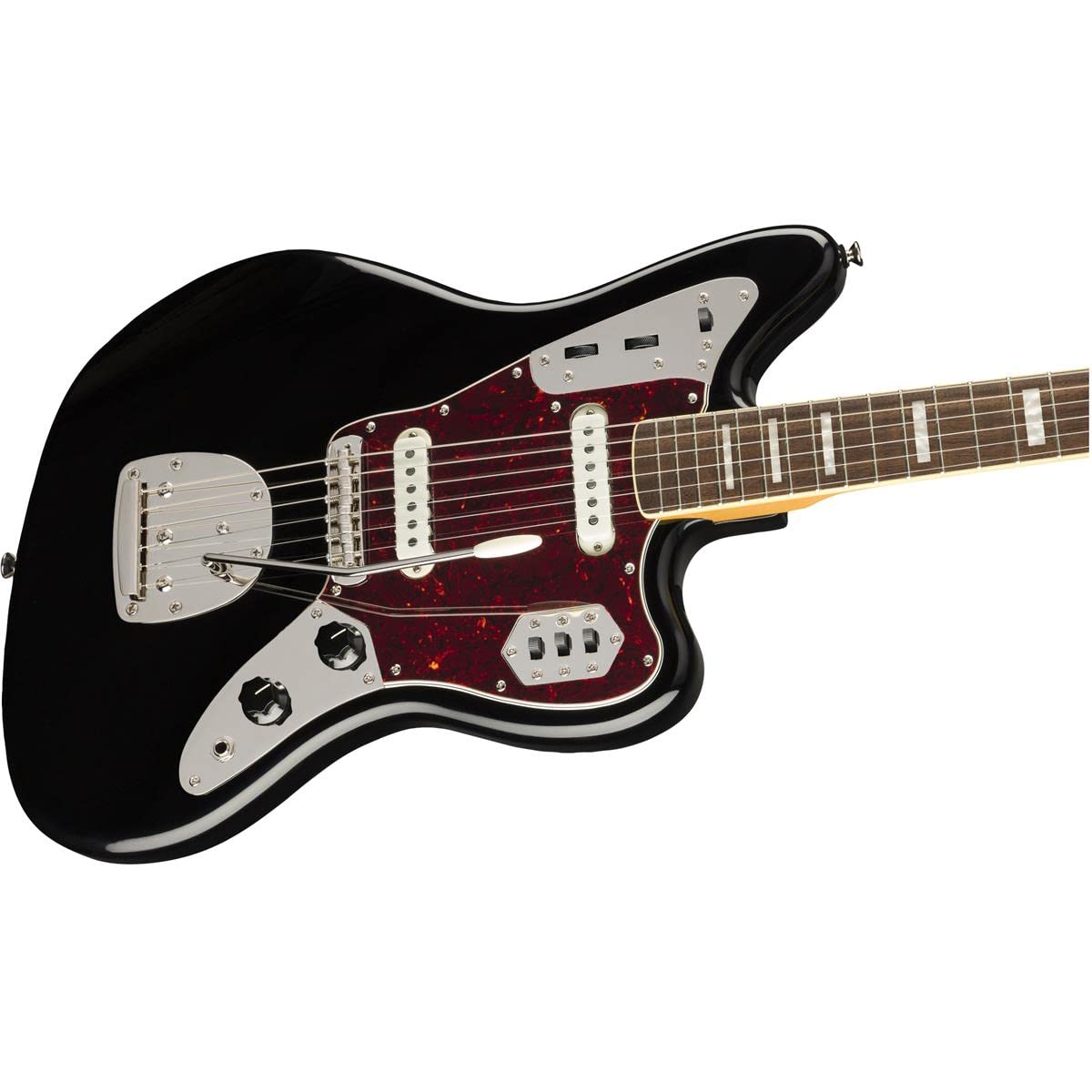 Squier Classic Vibe 70s Jaguar Electric Guitar, with 2-Year Warranty, Black, Laurel Fingerboard