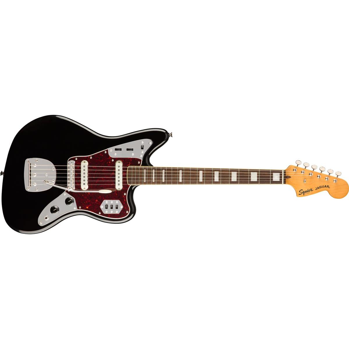 Squier Classic Vibe 70s Jaguar Electric Guitar, with 2-Year Warranty, Black, Laurel Fingerboard