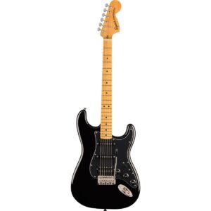 squier classic vibe 70s stratocaster electric guitar, with 2-year warranty, black, maple fingerboard