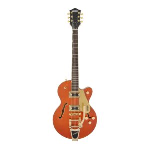 gretsch g5655tg electromatic center block jr. single-cut electric guitar with laurel fingerboard, 22 medium jumbo frets, bigsby and gold hardware (orange)