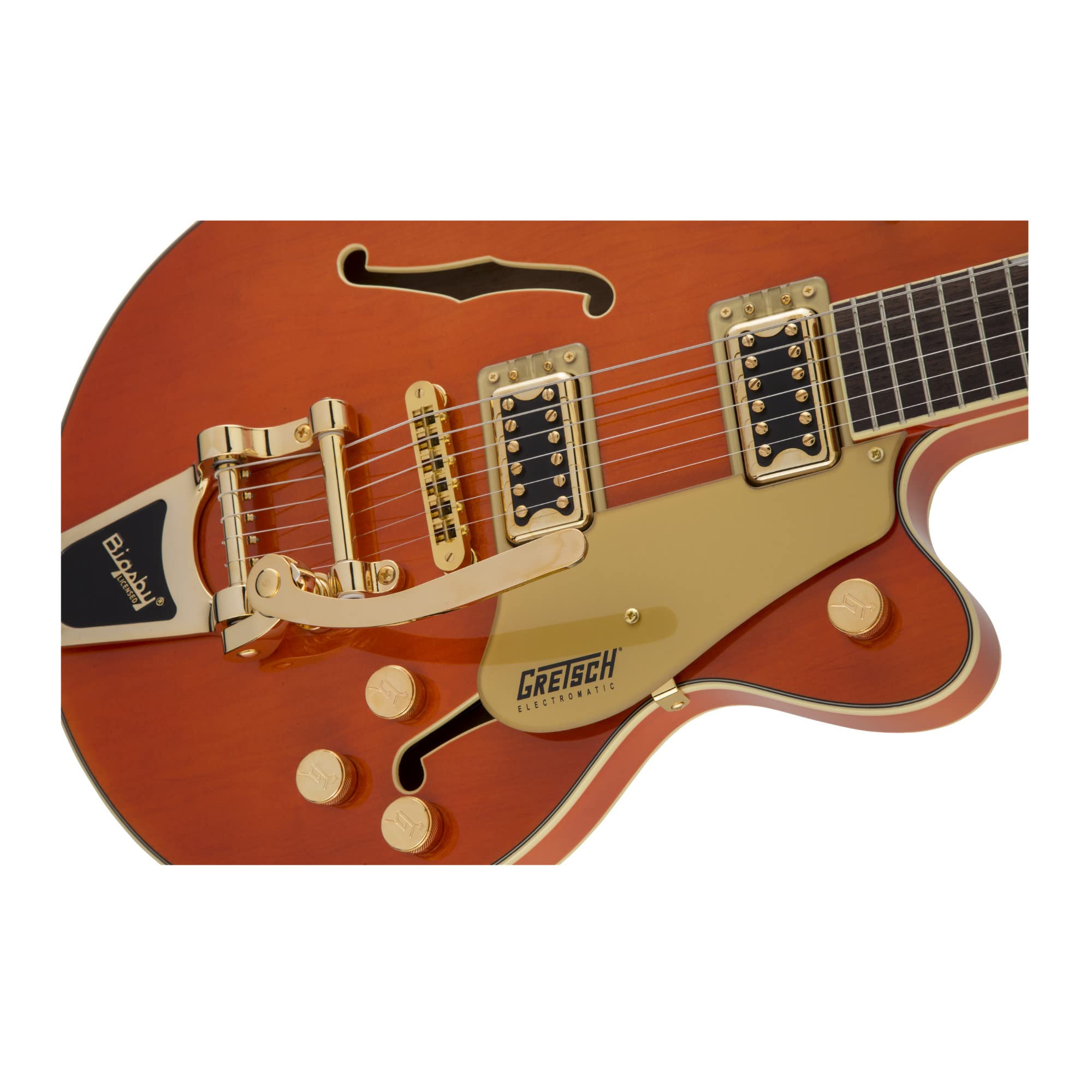 Gretsch G5655TG Electromatic Center Block Jr. Single-Cut Electric Guitar with Laurel Fingerboard, 22 Medium Jumbo Frets, Bigsby and Gold Hardware (Orange)