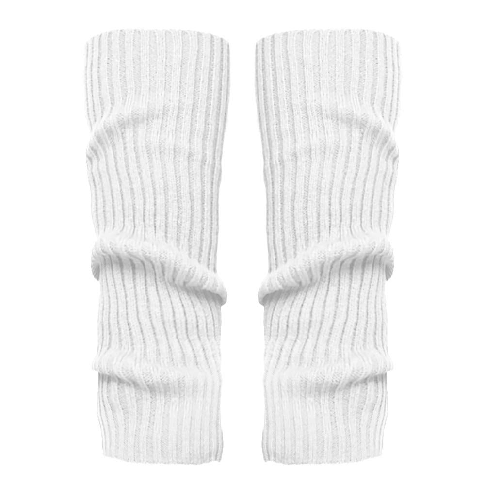 SUNTRADE 2 Pair Leg Warmers,Women Girls Boots Cuff Warmer Ribbed Stretch Knee Leg Socks (Black+White)