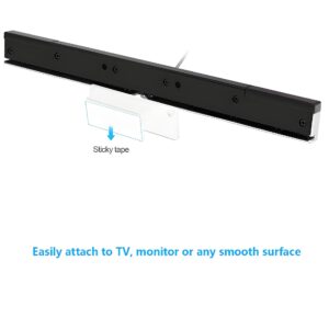 USB Wired Wii Sensor Bar, Replacement Infrared Ray Motion Sensor Bar for Nintendo Wii/ Wii U/ PC -Black & Silver