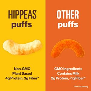 Hippeas Organic Chickpea Puffs, Vegan Nacho Vibes, 4 Ounce (Pack of 1), 4g Protein, 3g Fiber, Vegan, Gluten-Free, Crunchy, Plant Protein Snacks