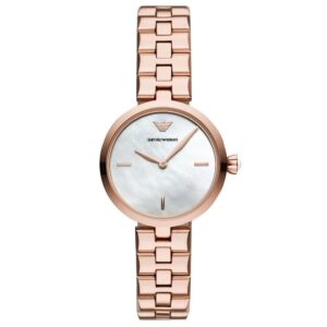 emporio armani women's two-hand rose gold-tone stainless steel watch ar11196