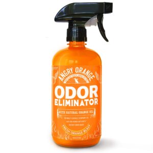 angry orange pet odor eliminator for strong odor - citrus deodorizer for strong dog or cat pee smells on carpet, furniture & indoor outdoor floors - 24 fluid ounces - puppy supplies