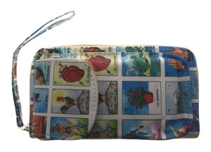 hulu makana loteria mexicana print multi-slot wallet with cell phone pouch