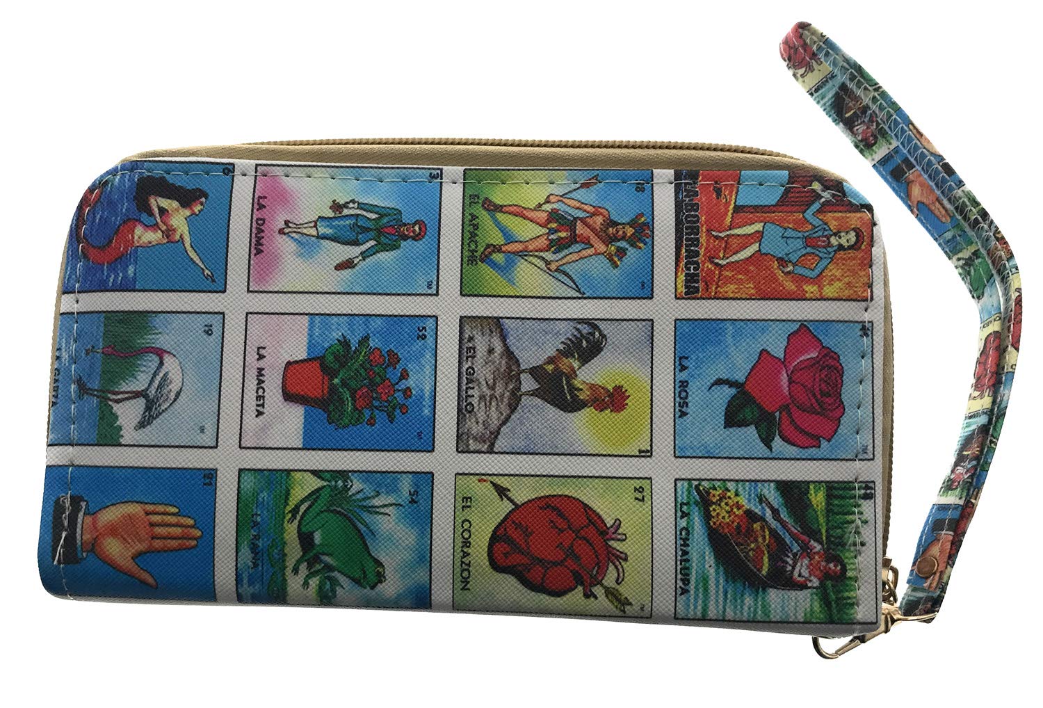 Hulu Makana Loteria Mexicana Print Multi-Slot Wallet with Cell Phone Pouch