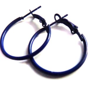 Color Hoop Earrings Simple Thin Hoop Earrings 2.25 Inch Navy Blue Hoop Earrings