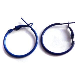 Color Hoop Earrings Simple Thin Hoop Earrings 2.25 Inch Navy Blue Hoop Earrings