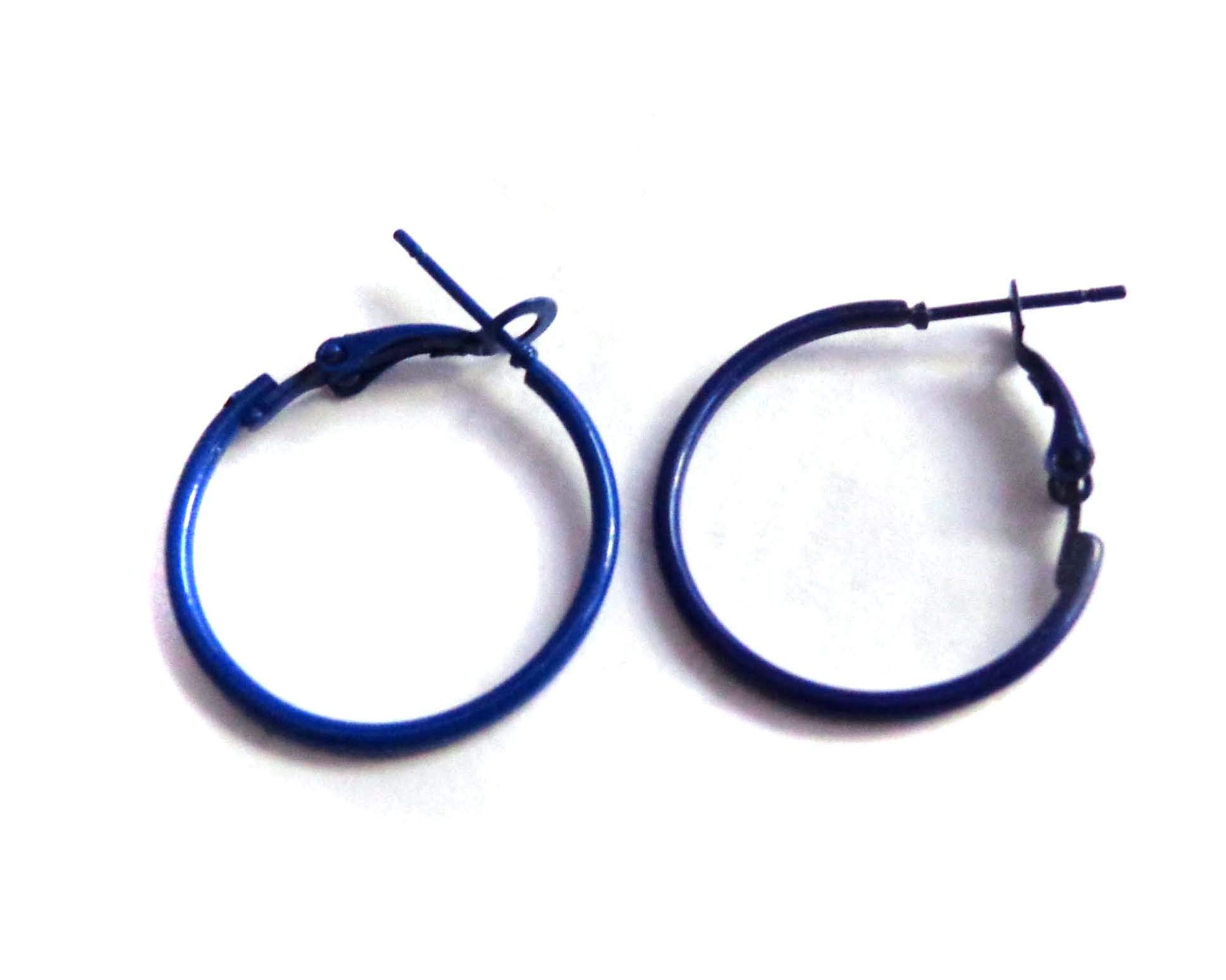 Color Hoop Earrings Simple Thin Hoop Earrings 2.25 Inch Navy Blue Hoop Earrings