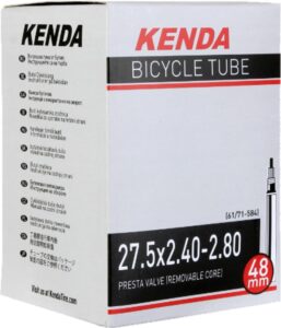 kenda, presta-removable valve core, tube, presta, length: 48mm, 27.5'', 2.40-2.80,black