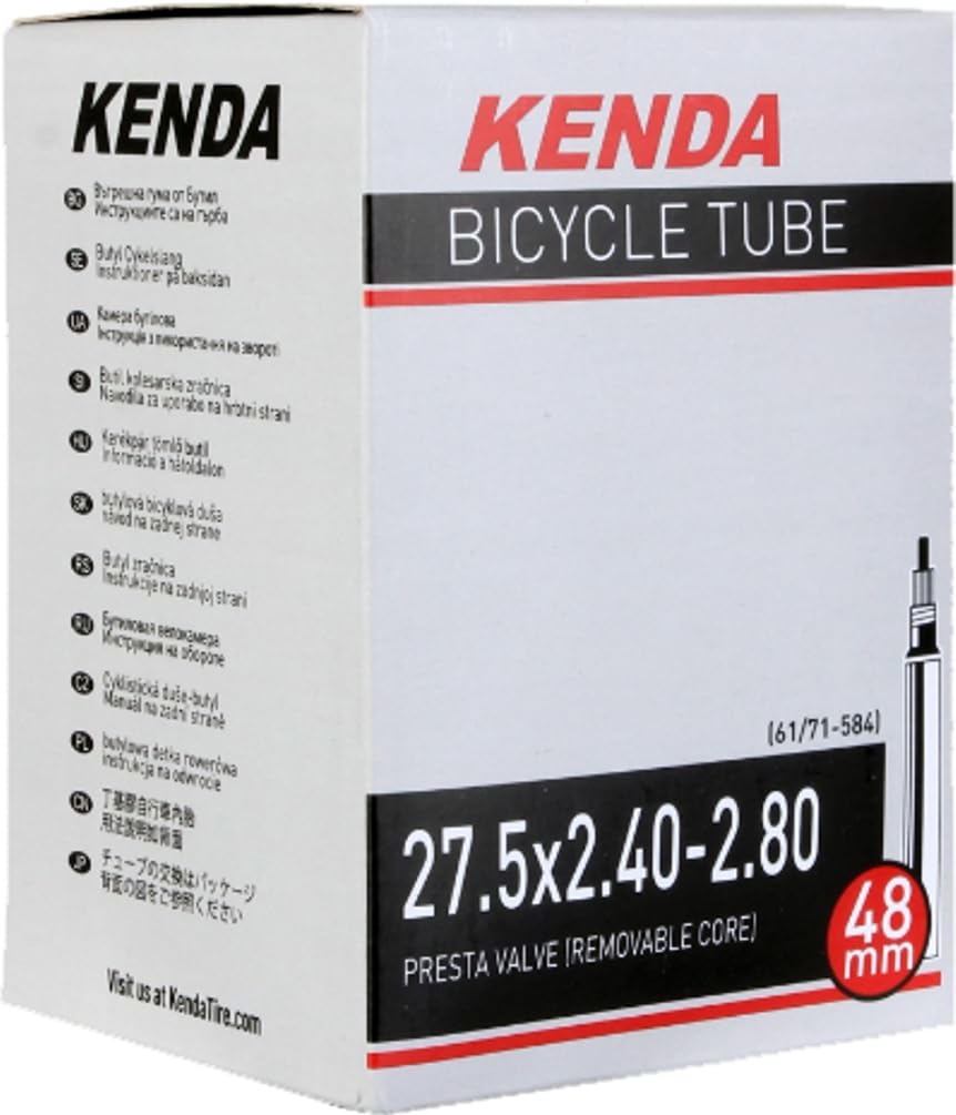 Kenda, Presta-Removable Valve Core, Tube, Presta, Length: 48mm, 27.5'', 2.40-2.80,Black