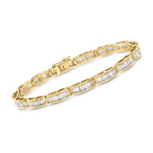 ross-simons 3.00 ct. t.w. baguette diamond bracelet in 14kt yellow gold. 7 inches