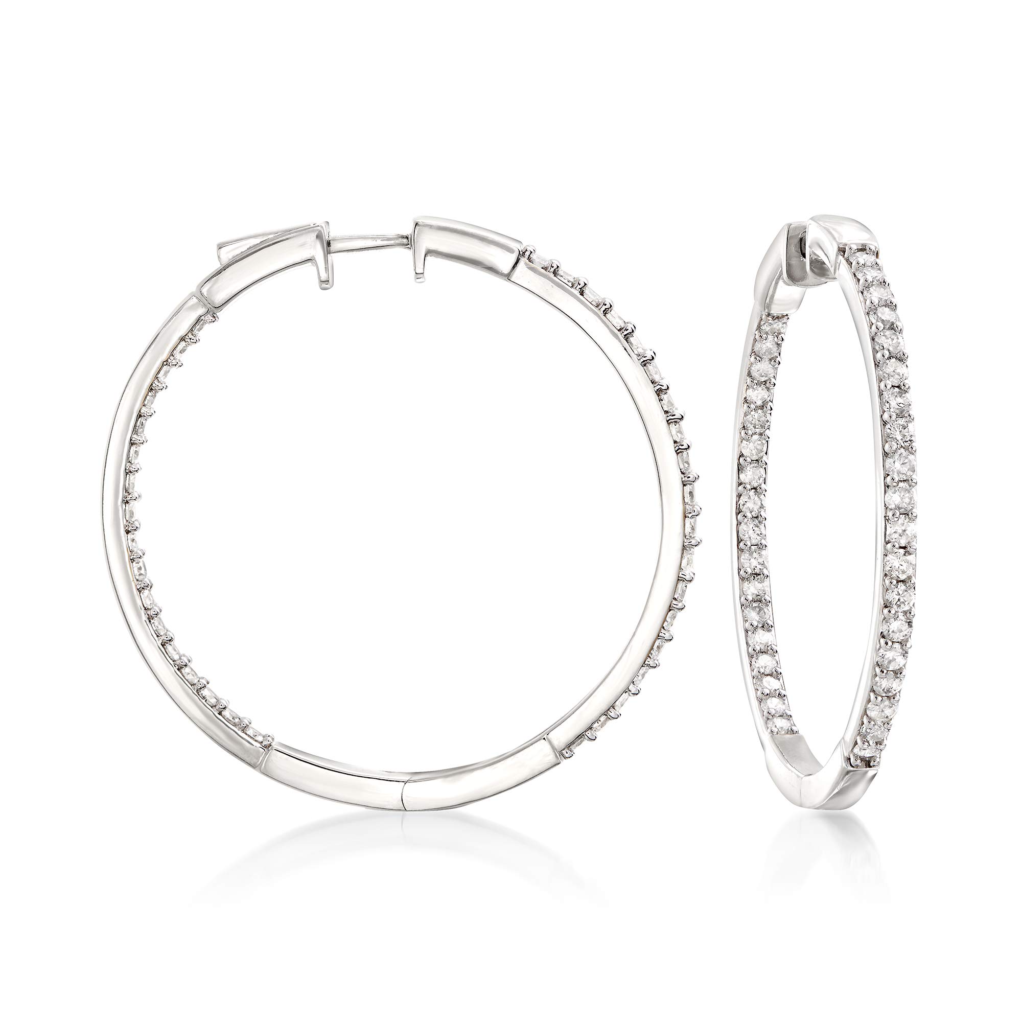 Ross-Simons 2.00 ct. t.w. Diamond Inside-Outside Hoop Earrings in Sterling Silver