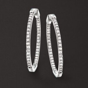 Ross-Simons 2.00 ct. t.w. Diamond Inside-Outside Hoop Earrings in Sterling Silver