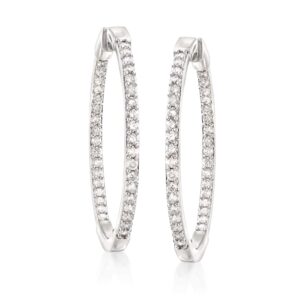 Ross-Simons 2.00 ct. t.w. Diamond Inside-Outside Hoop Earrings in Sterling Silver