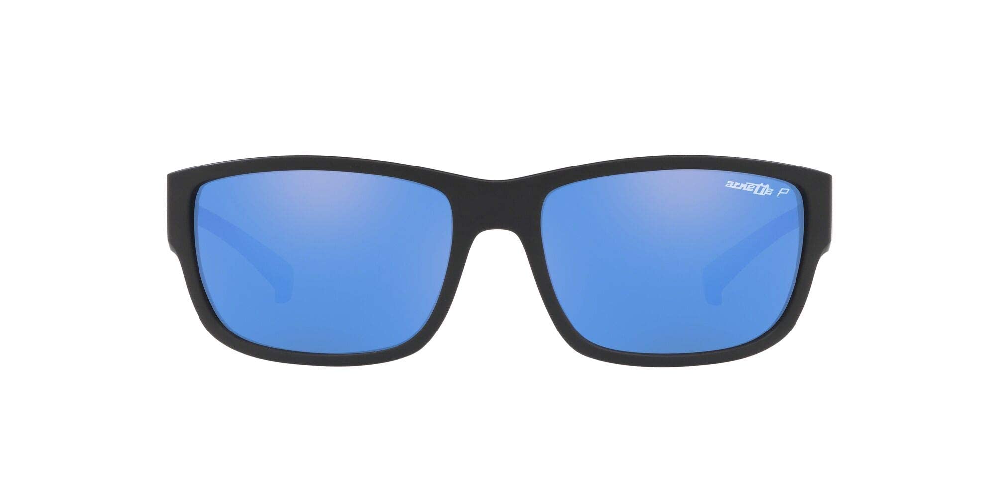 ARNETTE Unisex Sunglasses Matte Black Frame, Blue Lenses, 62MM