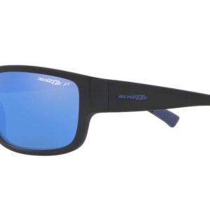 ARNETTE Unisex Sunglasses Matte Black Frame, Blue Lenses, 62MM