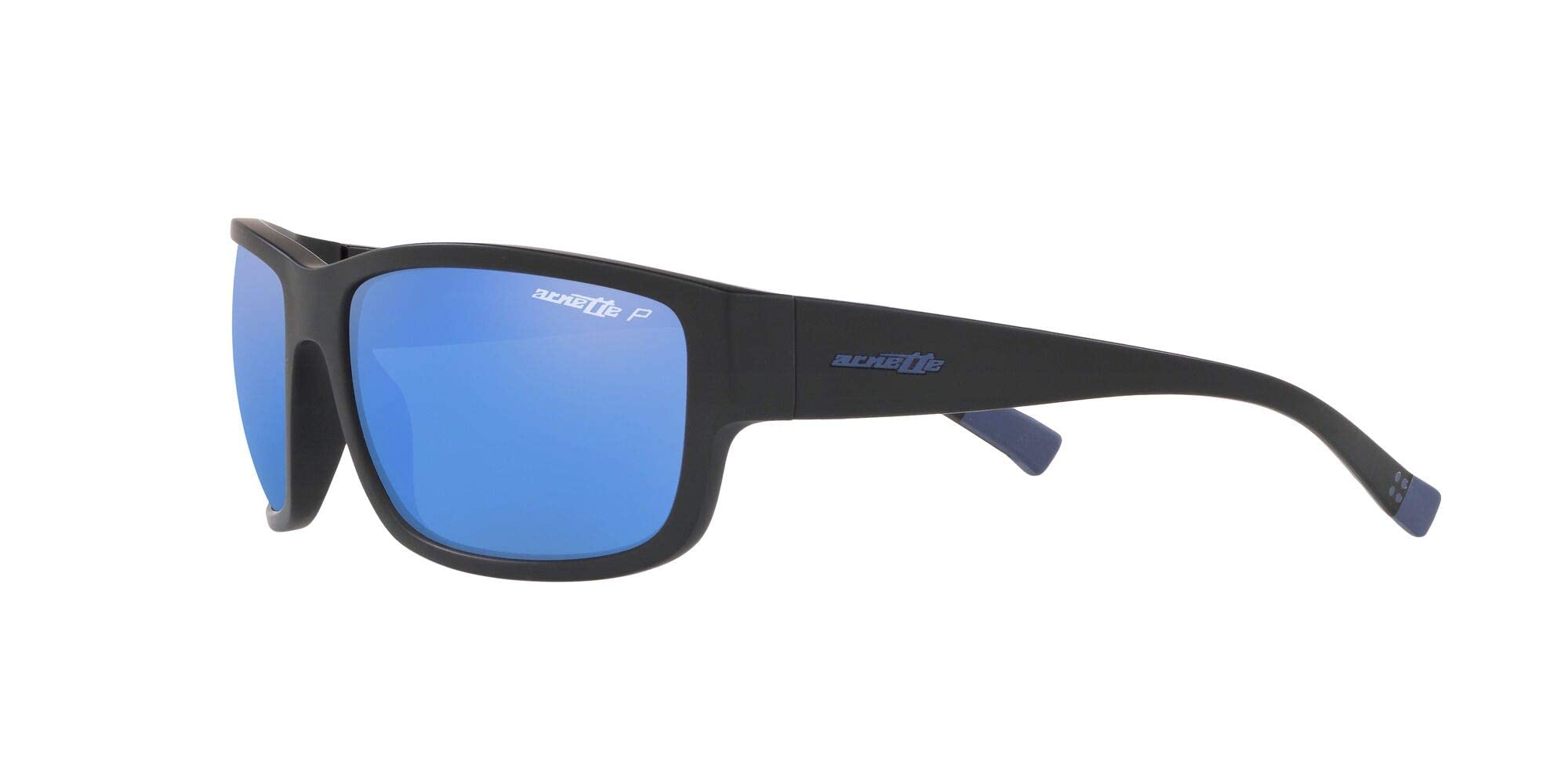 ARNETTE Unisex Sunglasses Matte Black Frame, Blue Lenses, 62MM