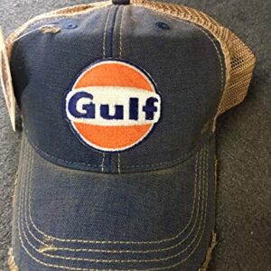 Gulf Distressed Vintage Adjustable Snapback Hat (Vintage Blue)