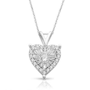 natalia drake 1/4 cttw heart halo diamond necklace for women in rhodium plated 925 sterling silver color h-i/clarity i1-i2