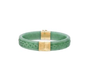 regalia by ulti ramos 14k yellow gold real jade hand carved bangle bracelet