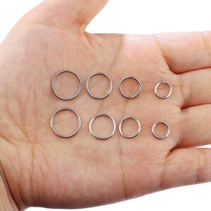 MILACOLATO Hypoallergenic Nose Rings Hoops 8Pcs 18G 316L Stainless Steel Hinged Segment Clicker Rings for Septum Cartilage Daith Conch Helix Rook Tragus Ear Lobe Sleeper Earrings Nose Piercing Jewerly for Men Women, 6/8/10/12mm