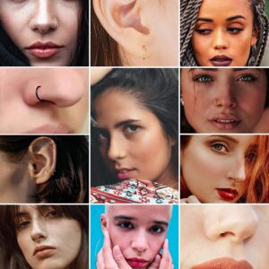 MILACOLATO Hypoallergenic Nose Rings Hoops 8Pcs 18G 316L Stainless Steel Hinged Segment Clicker Rings for Septum Cartilage Daith Conch Helix Rook Tragus Ear Lobe Sleeper Earrings Nose Piercing Jewerly for Men Women, 6/8/10/12mm