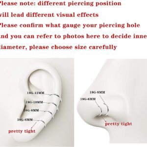 MILACOLATO Hypoallergenic Nose Rings Hoops 8Pcs 18G 316L Stainless Steel Hinged Segment Clicker Rings for Septum Cartilage Daith Conch Helix Rook Tragus Ear Lobe Sleeper Earrings Nose Piercing Jewerly for Men Women, 6/8/10/12mm