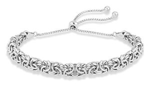 miabella italian 925 sterling silver byzantine bolo bracelet for women, adjustable bracelet handmade in italy (sterling-silver)