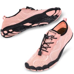 hiitave water shoes for women barefoot quick dry for beach river swim pool yoga walking surfing kayaking light pink 10 m us women