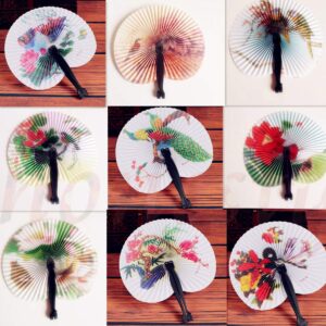 new 1 pc chinese paper folding hand fan oriental floral fancy party wedding favors gifts