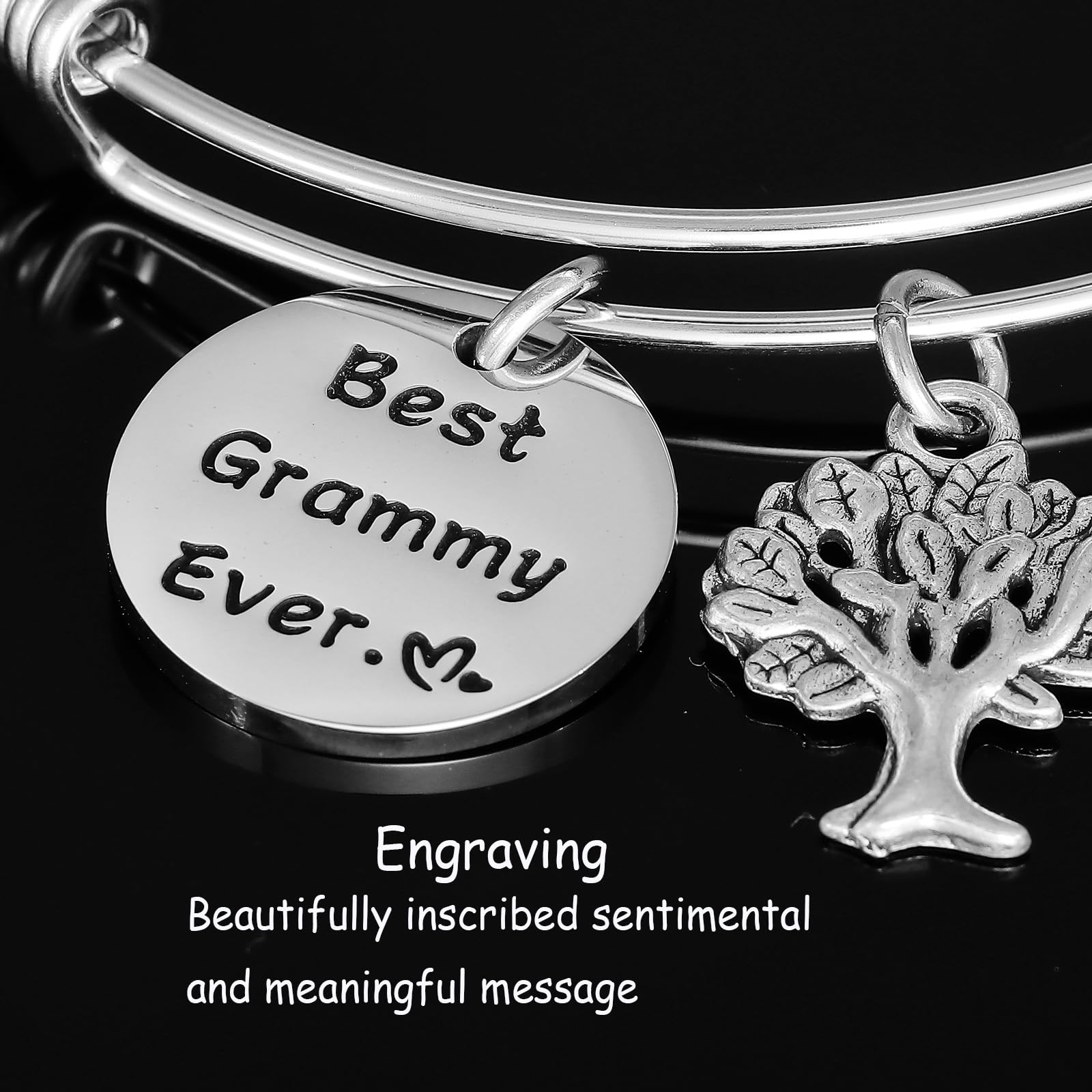 Kivosliviz Grandma Bracelet Grandmother Bracelet for WomenBest Grammy Ever Bangle Charm Bracelets from Granddaughter Nana Grammy