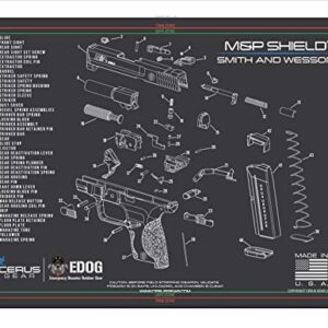 EDOG Shield Gun Cleaning Mat - Schematic (Exploded View) Diagram Compatible with Smith & Wesson M&P Shield Series Pistol 3 mm Padded Pad Protect Firearm Magazines Bench Surfaces Gun Oil Resistant