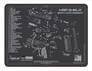 edog shield gun cleaning mat - schematic (exploded view) diagram compatible with smith & wesson m&p shield series pistol 3 mm padded pad protect firearm magazines bench surfaces gun oil resistant