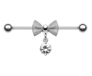 covet jewelry adorable mesh bow-tie industrial barbell