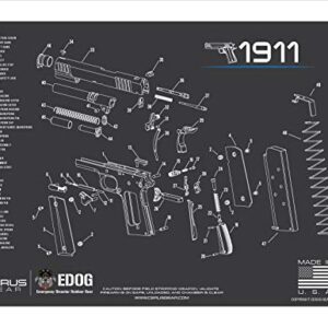 EDOG 1911 Gun Cleaning Mat - Schematic (Exploded View) Diagram Compatible with 1911 Series Pistol 3 mm Padded Pad Protect Your Firearm Magazines Bench Surfaces Gun Oil Solvent Resistant