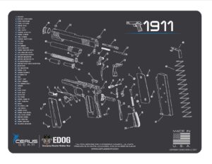 edog 1911 gun cleaning mat - schematic (exploded view) diagram compatible with 1911 series pistol 3 mm padded pad protect your firearm magazines bench surfaces gun oil solvent resistant