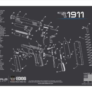 EDOG 1911 Gun Cleaning Mat - Schematic (Exploded View) Diagram Compatible with 1911 Series Pistol 3 mm Padded Pad Protect Your Firearm Magazines Bench Surfaces Gun Oil Solvent Resistant