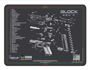 edog gen4 gun cleaning mat - schematic (exploded view) diagram compatible with glock gen4 series pistol 3 mm padded pad protect your firearm magazines bench surfaces gun oil solvent resistant