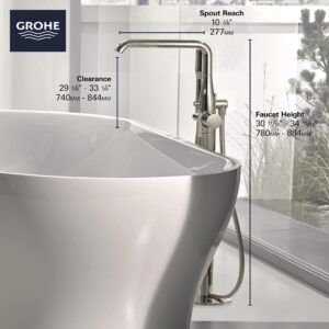 GROHE 2349100A Essense Single-Handle Freestanding Bathtub Faucet with Handheld Shower, Brass, Starlight Chrome