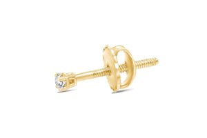 mini micro natural diamond single stud screw back earring in 14k solid yellow gold | cartilage diamond stud earrings | 1 piece (0.02ct)